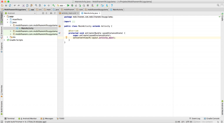 Android Dersleri - Android Studio Proje Oluşturma - Mobilhanem