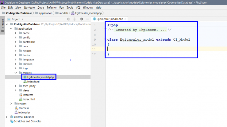 Codeigniter Model Oluşturmak | Model Kullanımı | Mobilhanem