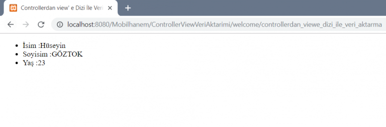 Controller View Arasında Veri Aktarımı | Codeigniter Dersleri | Mobilhanem