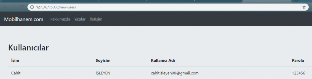 Flask ile Veritabanı | Flask ile Veritabanı İşlemleri (SQLite) | Mobilhanem