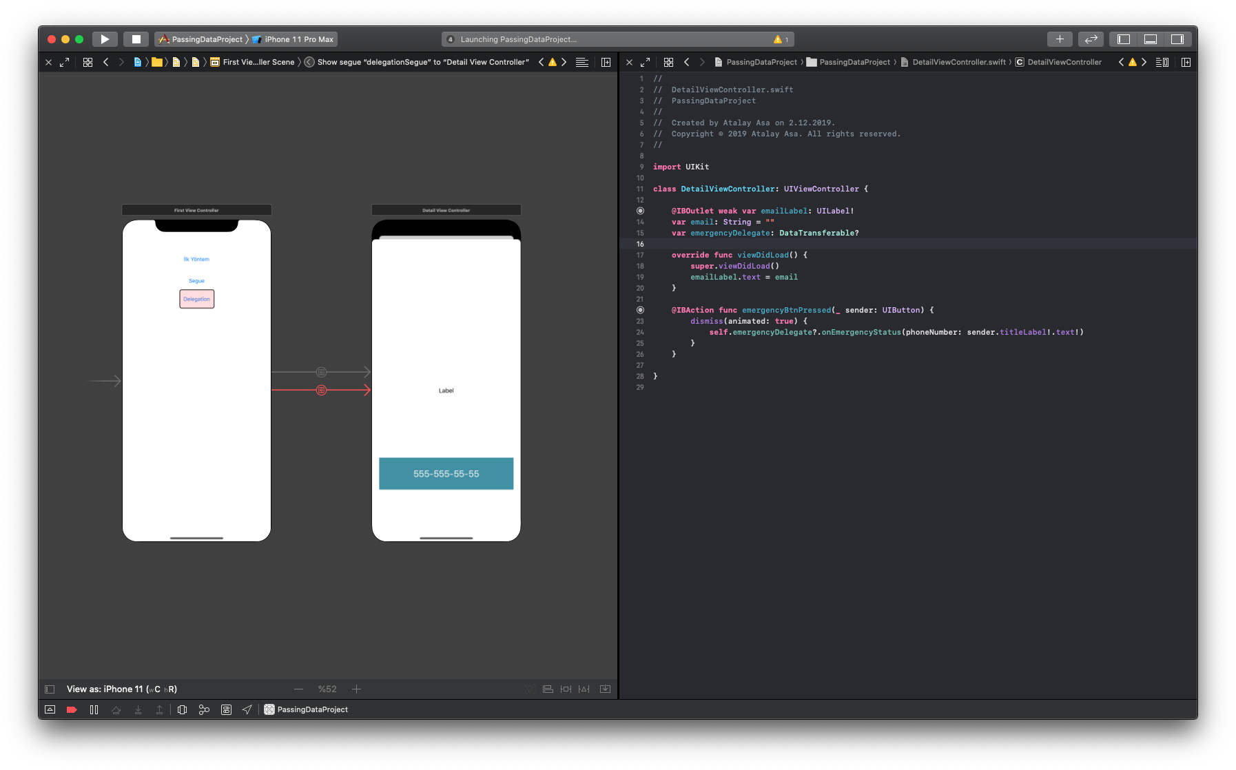 iOS Sayfalar Arası Veri Aktarımı (Segue, Delegation, Closure)